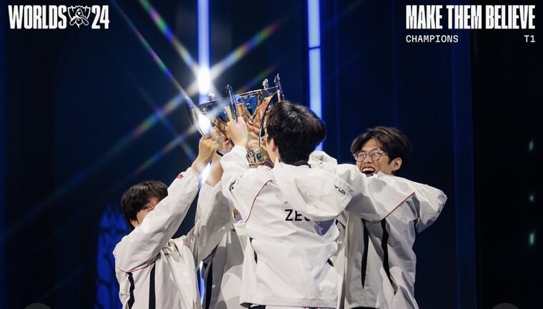 롤드컵 새 역사 쓴 T1, 사상 첫 'V5' 달성